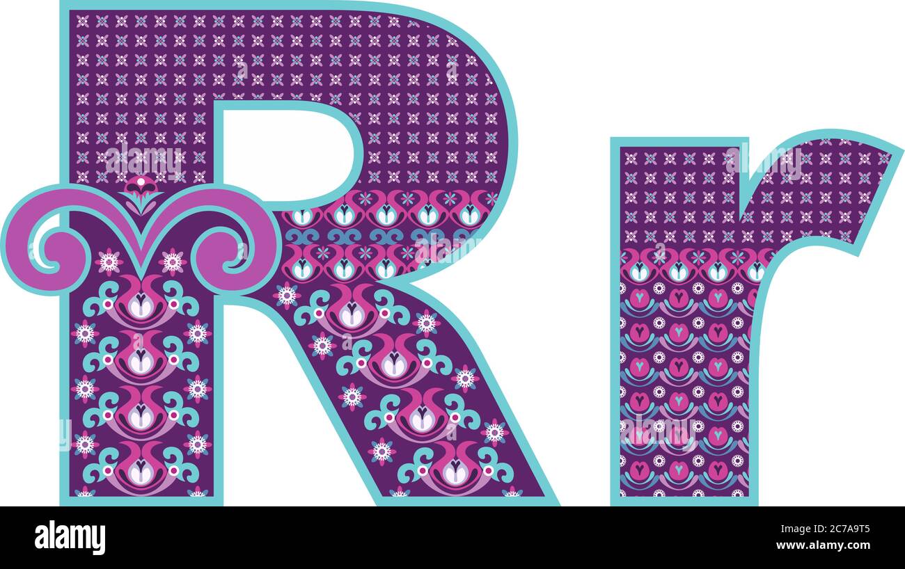 Vector abstract letter R with ornamental pattern. Cartoon signs Stock ...