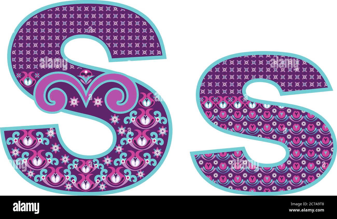 Vector abstract letter S with ornamental pattern. Cartoon signs Stock ...