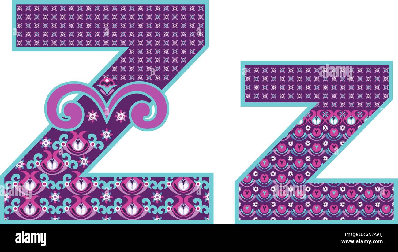 Vector abstract letter Z with ornamental pattern. Cartoon signs Stock ...