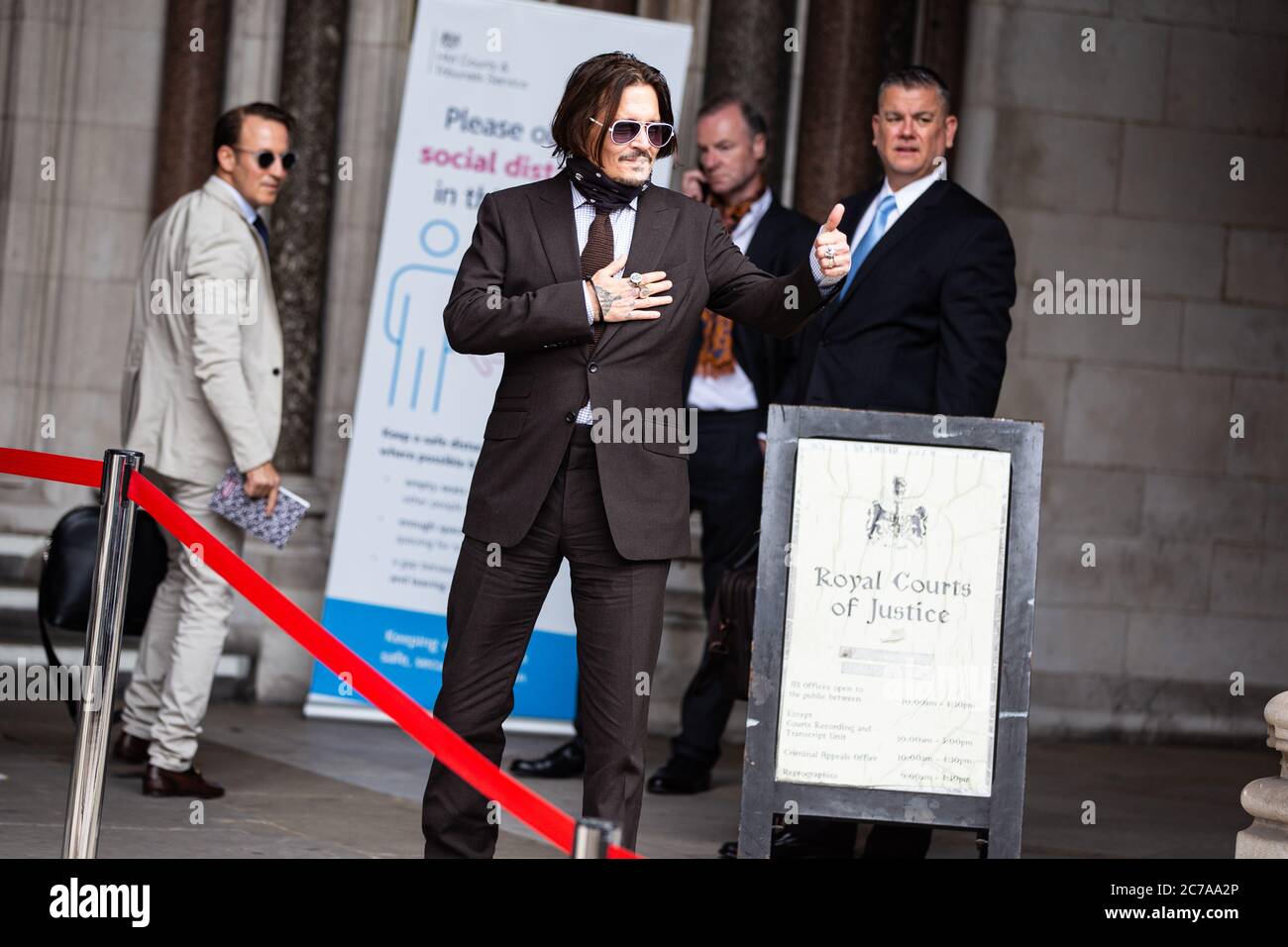 London, UK - July 15th, 2020: Johnny Depp arrives at the Royal Courts ...