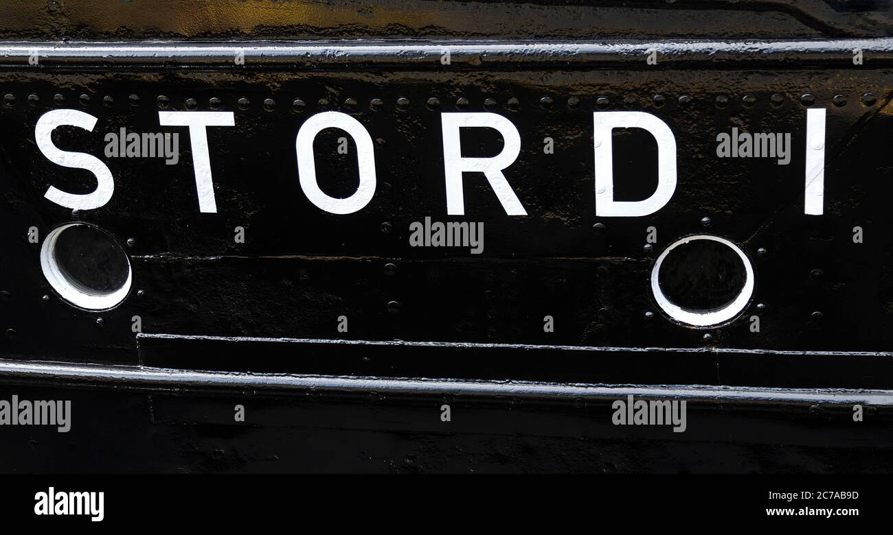 Detail from veteran passenger steam ship Stord 1, built 1913. Berthed ...