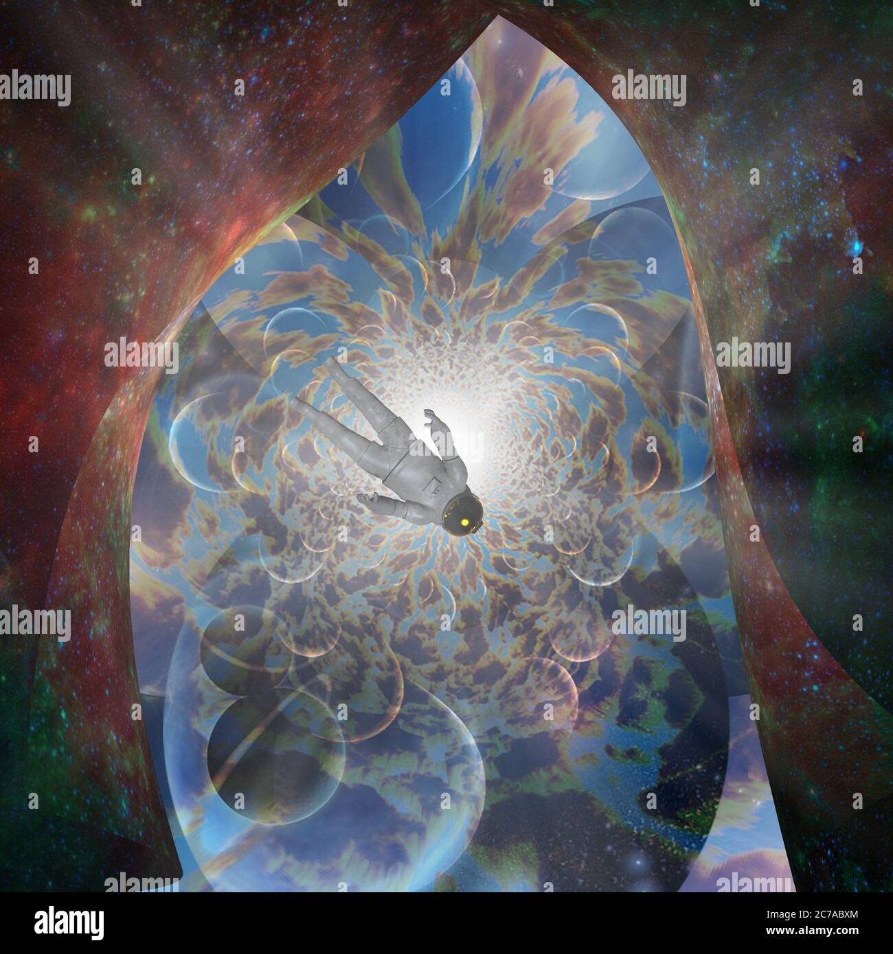 Astronaut in unreal space Stock Photo - Alamy