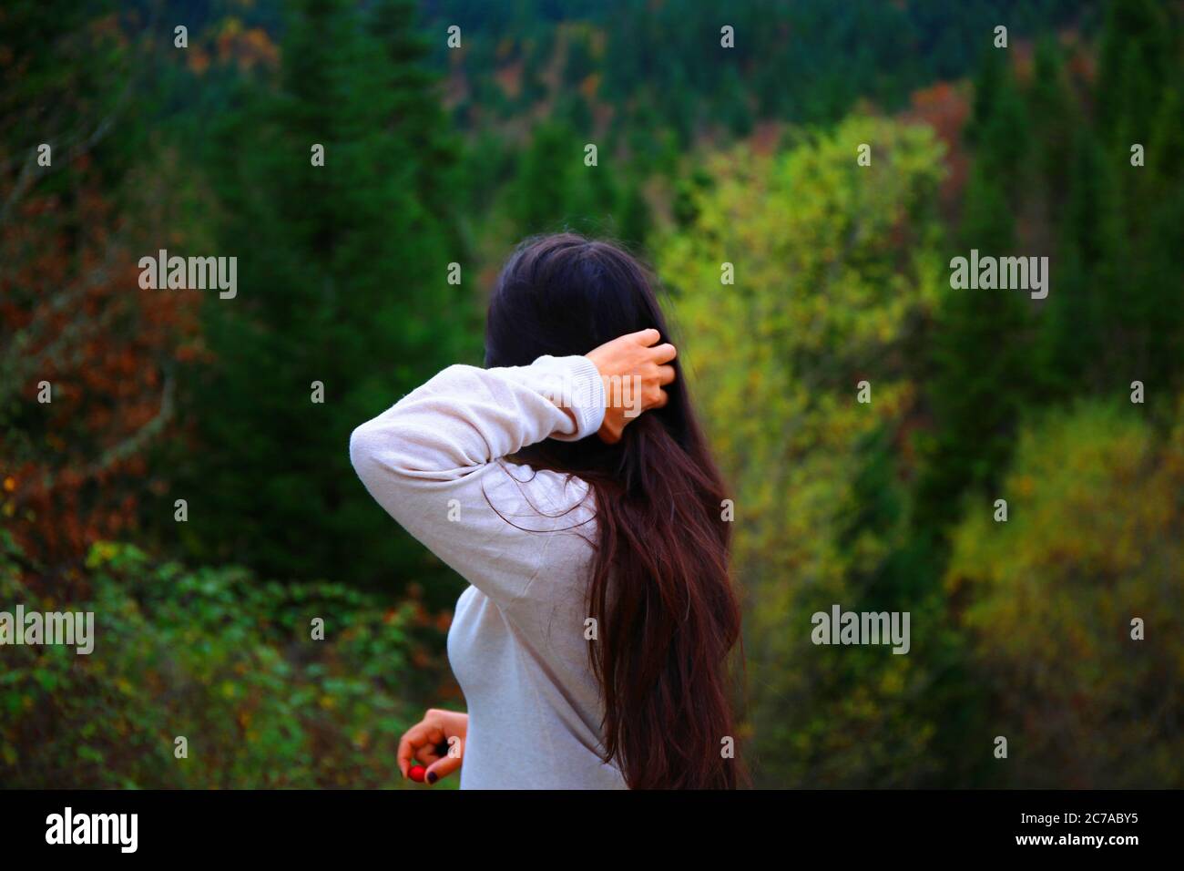 Girl looking into the forest hi-res stock photography and images - Alamy