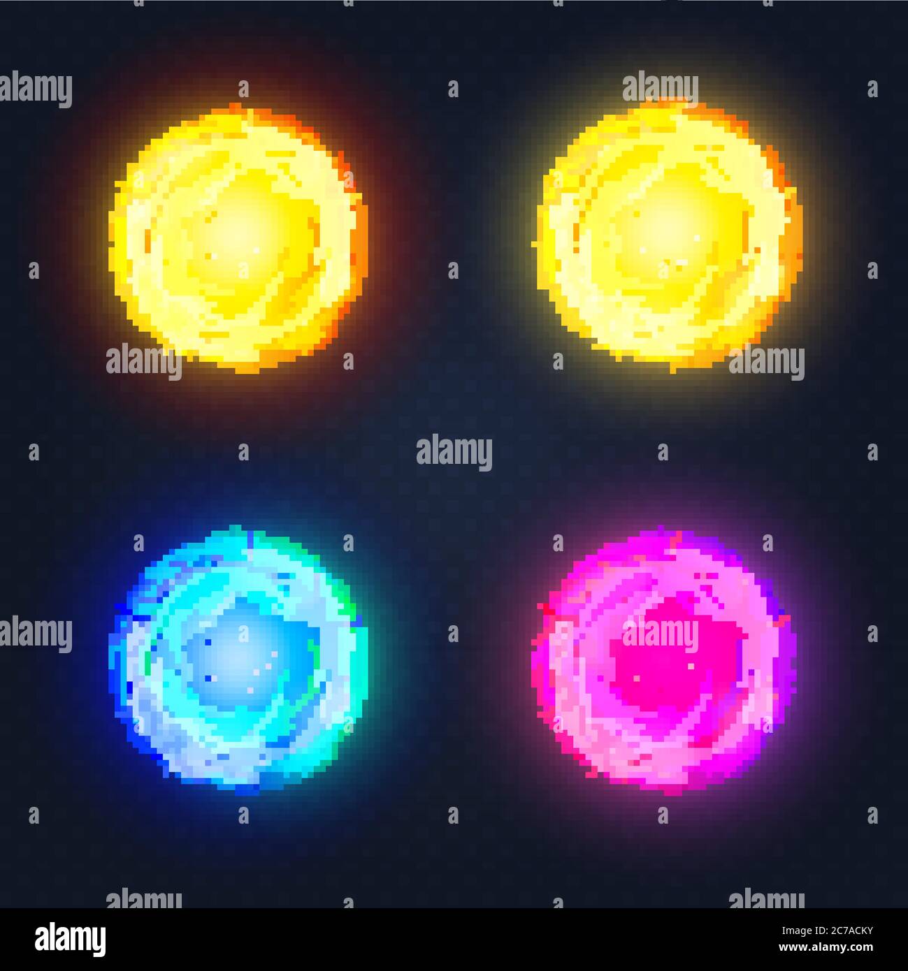 Vector illustration of different abstract luminous shape colored ...