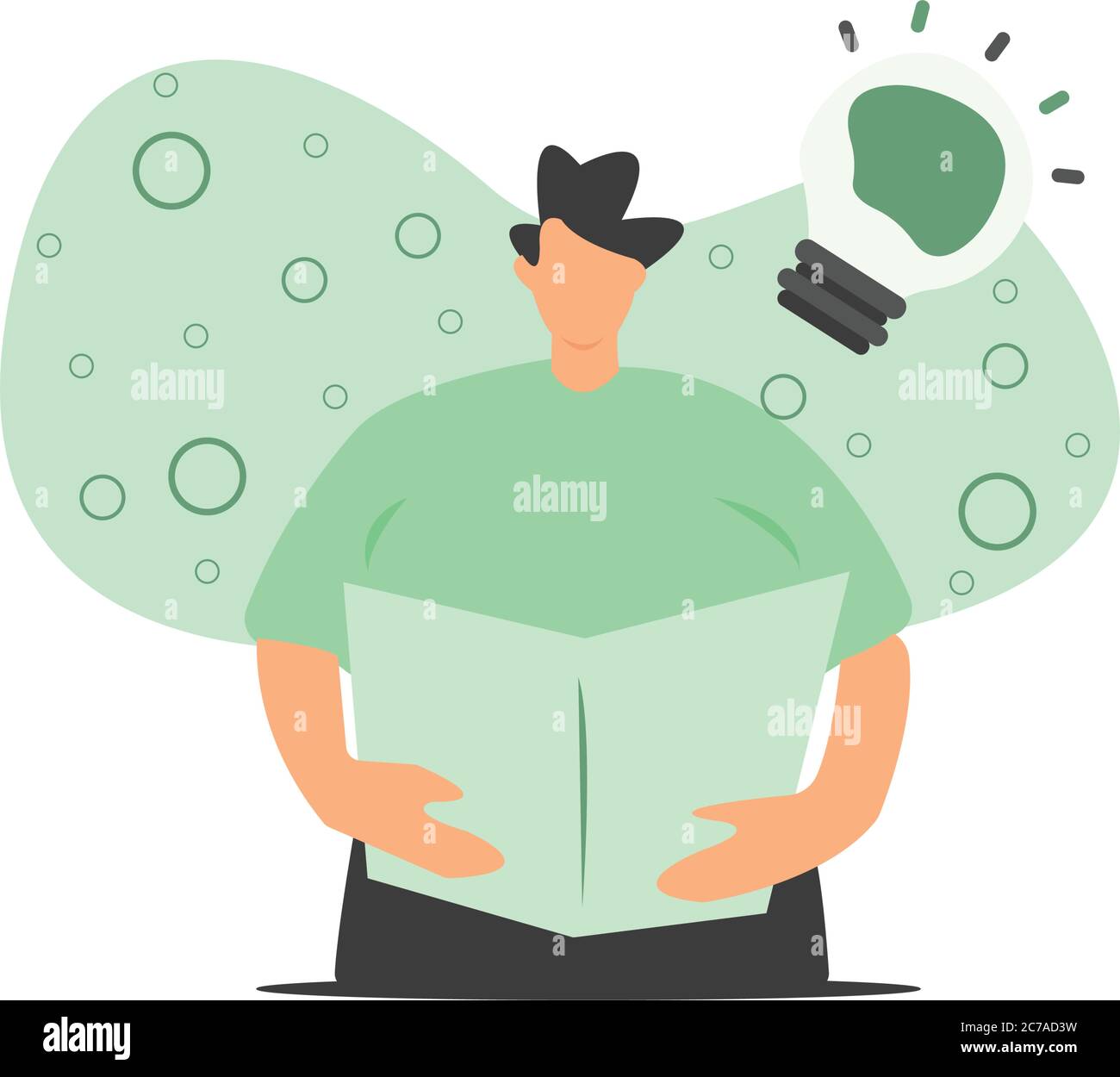 Man reading manual an having new prouctive ideas Stock Vector Image ...