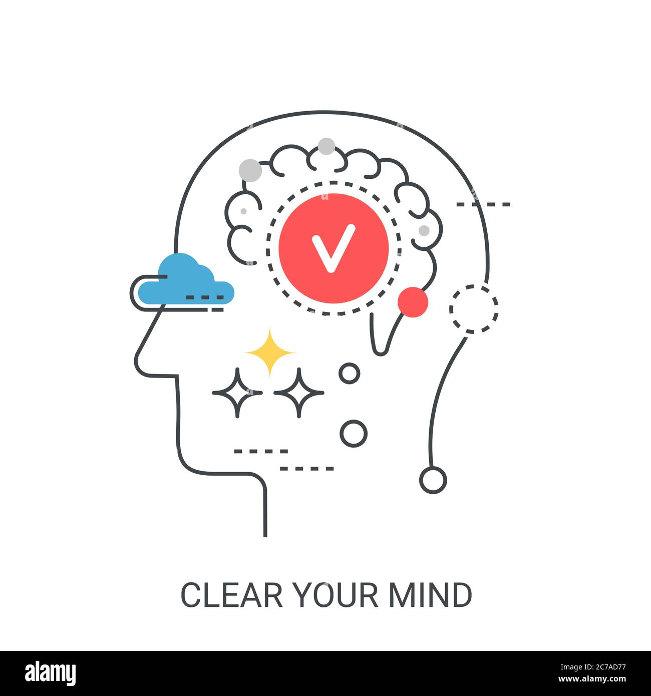 clear your flat line mind vector illustration concept Stock Vector ...