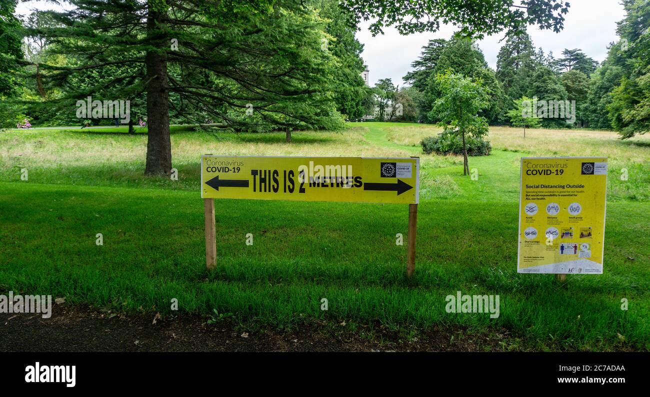 A social distancing sign in Dublin, Ireland, advising on the ...