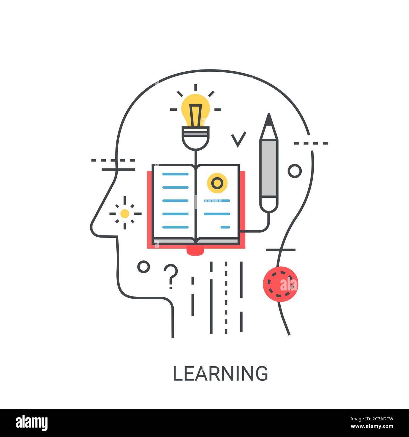 Learning flat line vector illustration concept isolated Stock Vector ...