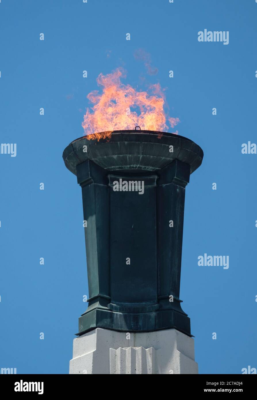 Los Angeles, California, USA. 15th July, 2020. The Olympic torch at the ...
