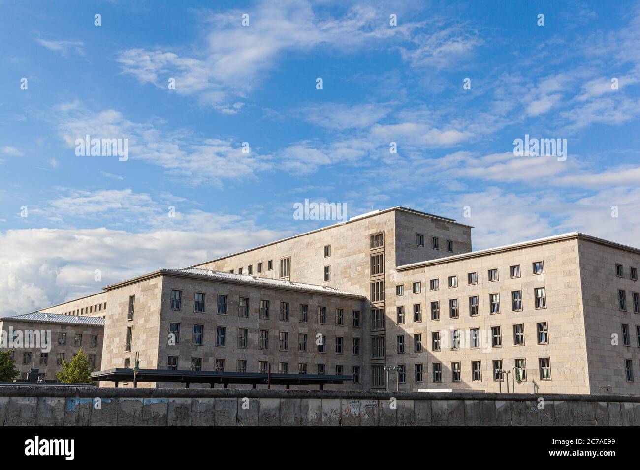A view to German Federal Ministry of Finance in Berlin with remains of ...