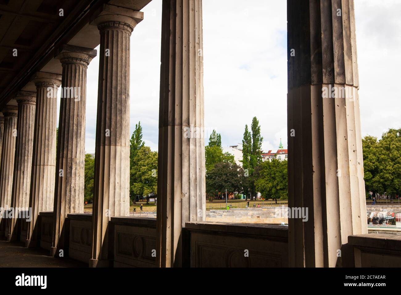 A view to a passage with columns on a Museum Island in Berlin Stock ...