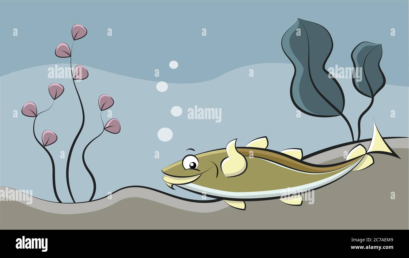 Background happy cartoon cod fish Stock Vector Image & Art - Alamy