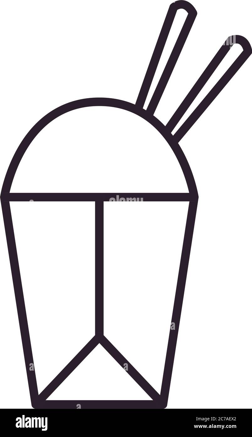 chinese rice box line style icon design, fast food eat restaurant and ...