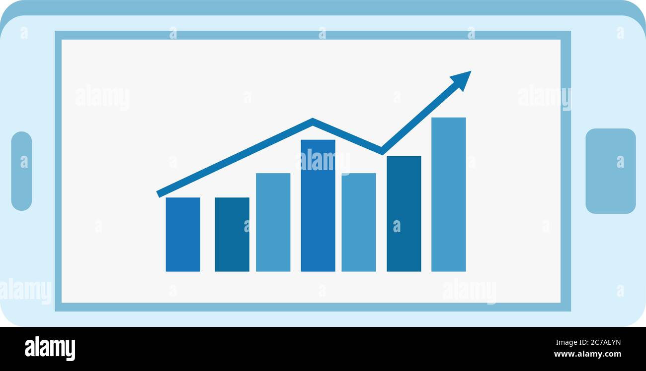 Infographic bars chart with increase arrow in smartphone vector design ...