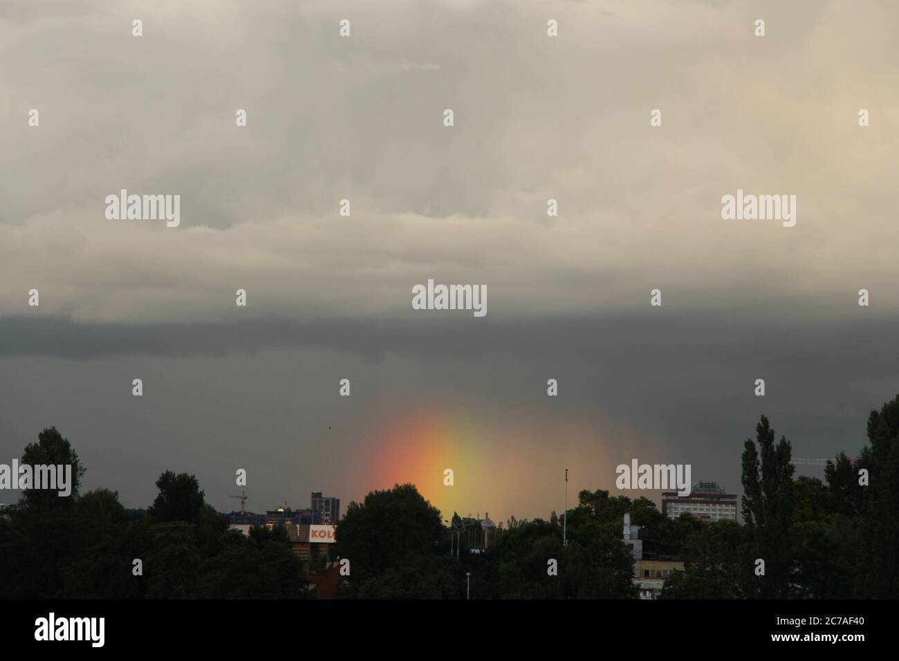 Looking at a rainbow upon Florenc from River Vltava in Prague - the ...