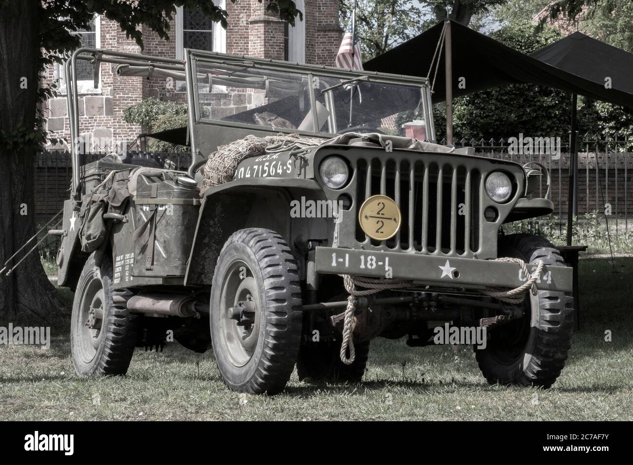 Willys Jeep WWII in front of a gothic church in Northern Germany Stock ...