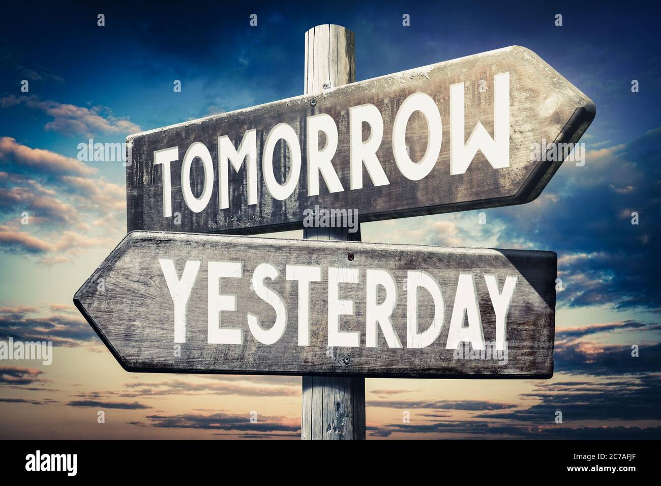 Yesterday tomorrow sign hi-res stock photography and images - Alamy