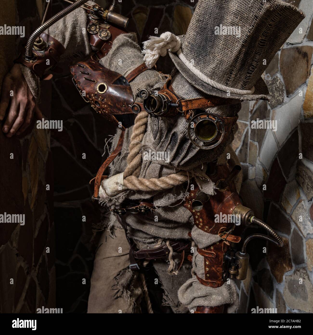 Futuristic character cyborg stalker. Art Photography in steampunk style ...