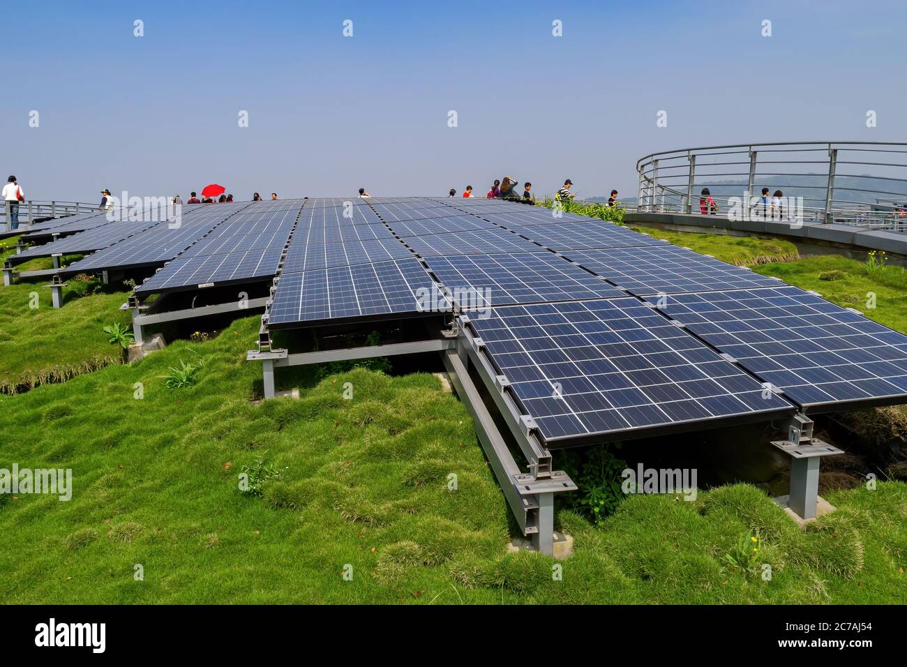 Taipei, MAR 20, 2012 - Solar panel installed on the roof of Pavilion of ...