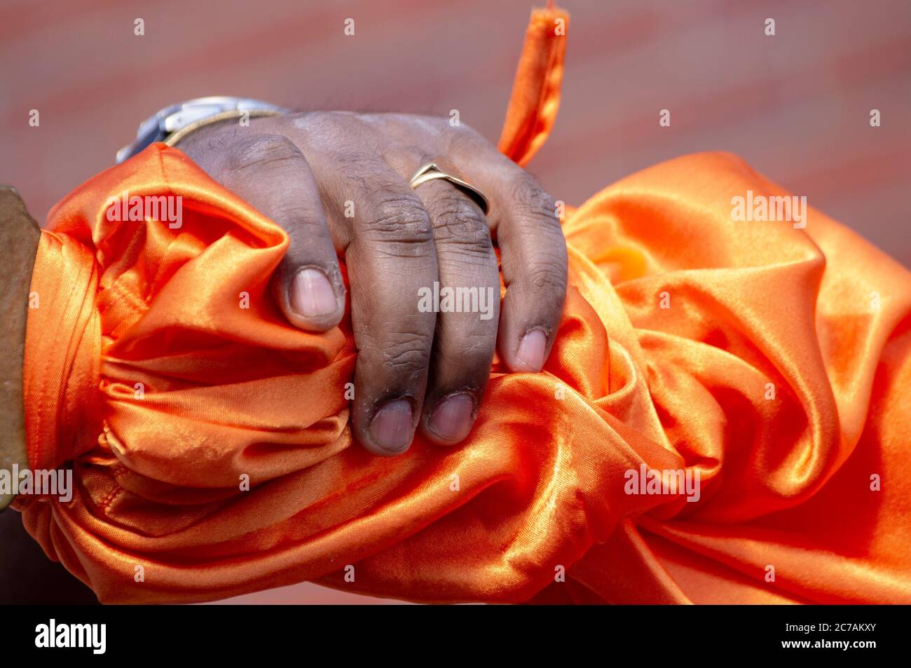 Hand on the Sikh Temple Flag Stock Photo - Alamy