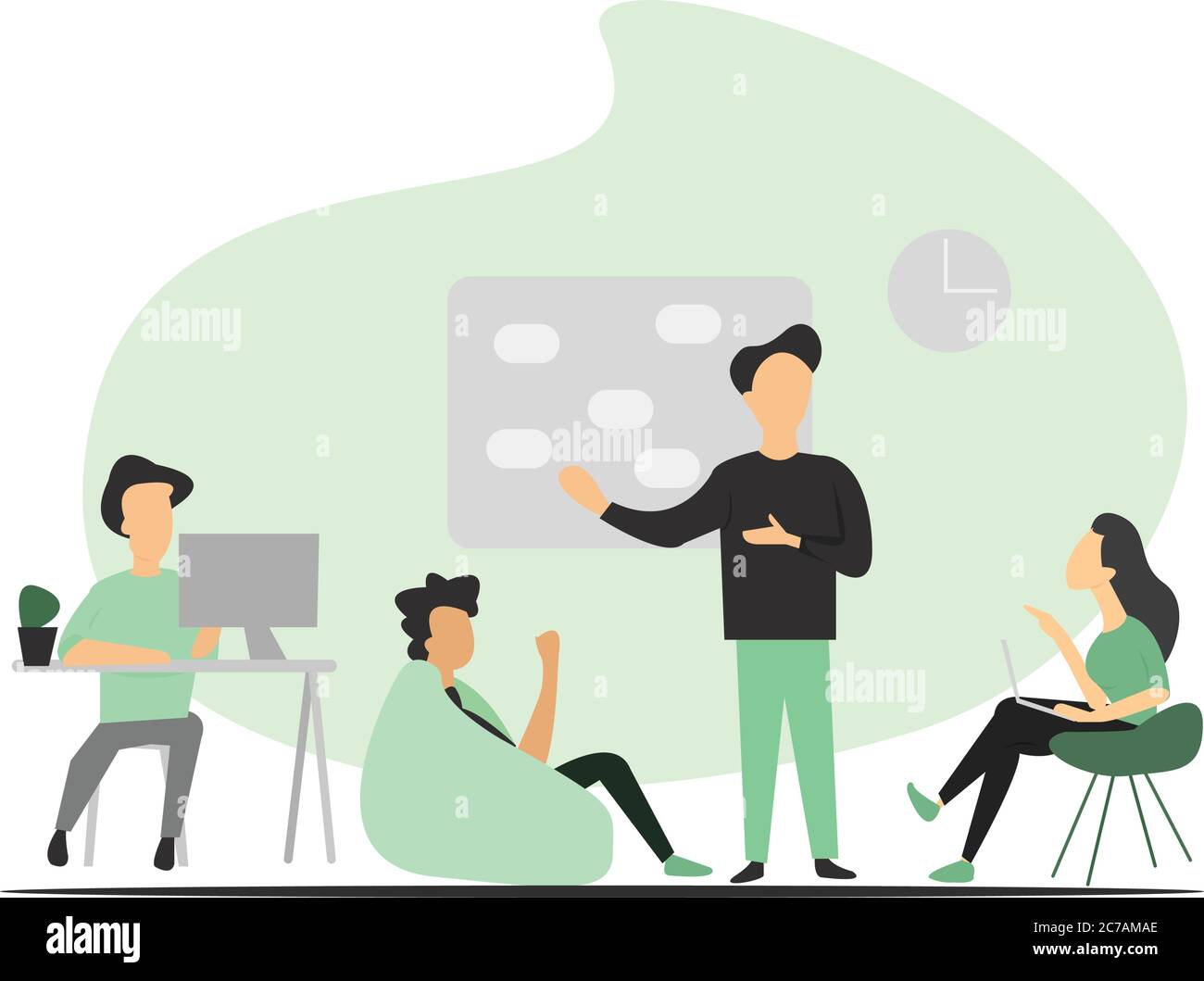 Young team having a business meeting in a comfy office Stock Vector ...