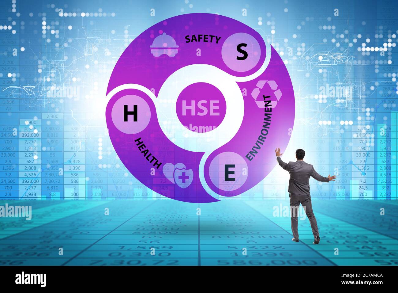 HSE concept for health safety environment with the businessman Stock ...