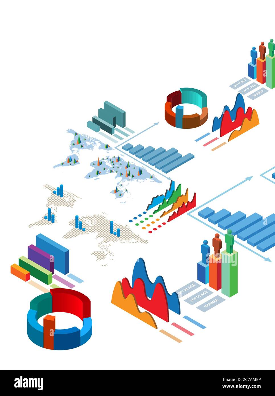 The various charts and graphs - 3d rendering Stock Photo - Alamy