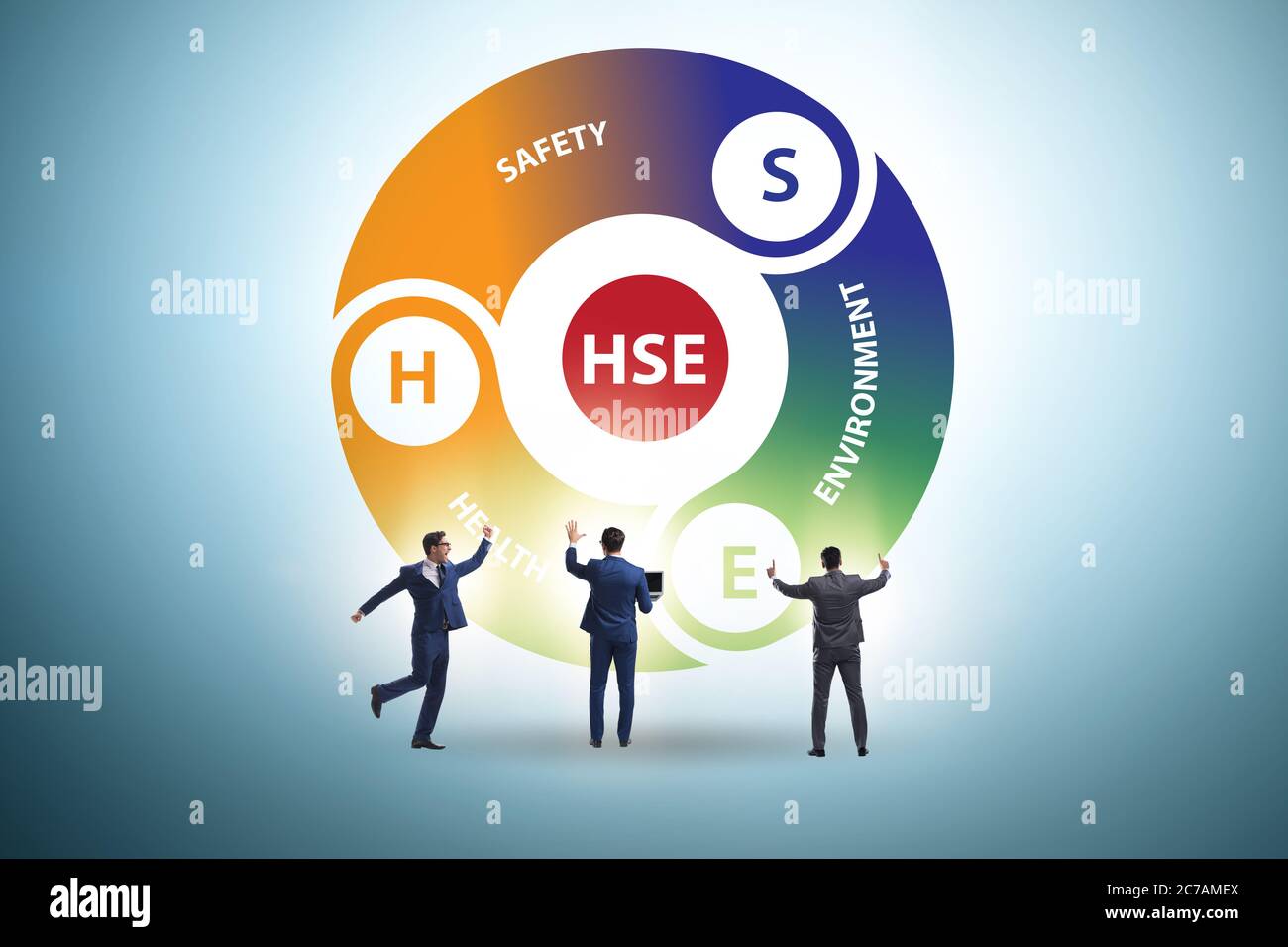 HSE concept for health safety environment with the businessman Stock ...