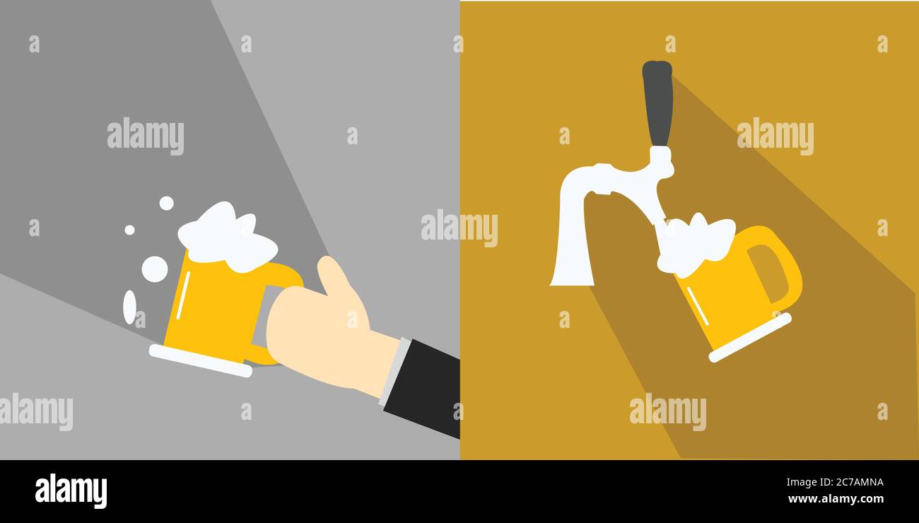 Illustration beer in hand Stock Vector Images - Alamy