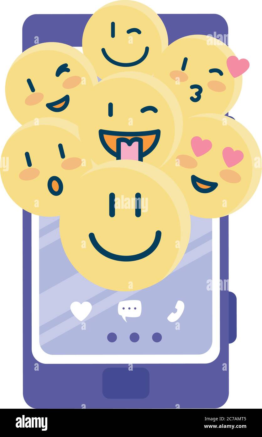 happy emojis on smartphone vector design Stock Vector Image & Art - Alamy