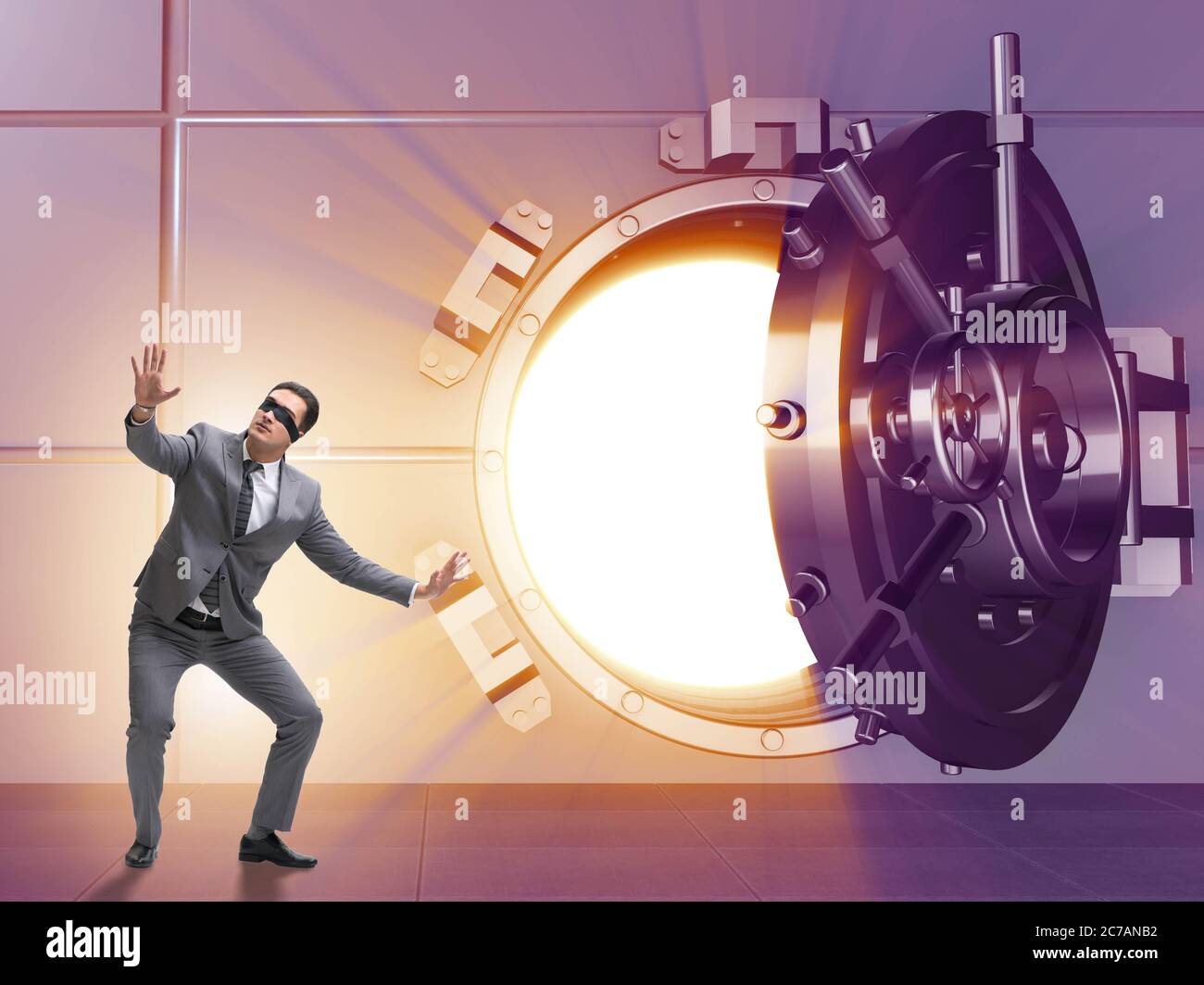 The businessman in front of banking vault door Stock Photo - Alamy