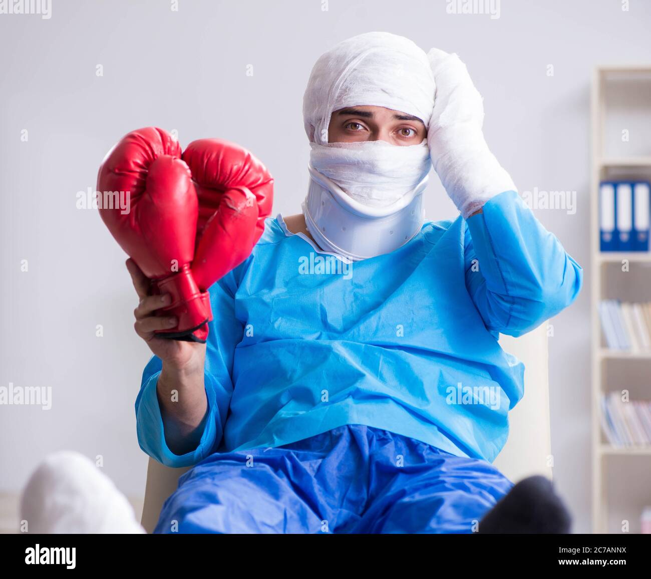 The injured boxer recovering in hospital Stock Photo - Alamy