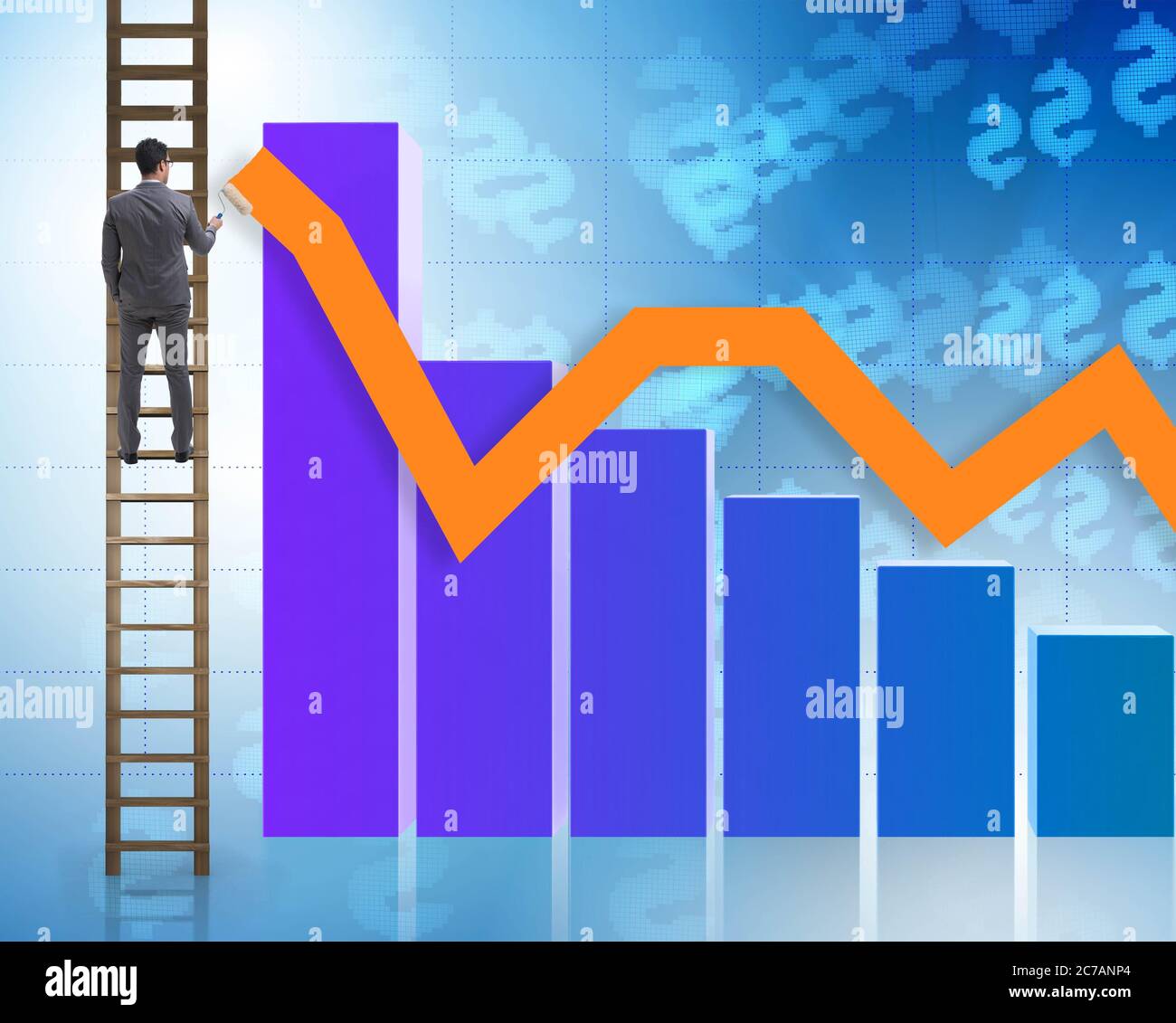 The businessman climbing towards growth in statistics Stock Photo - Alamy