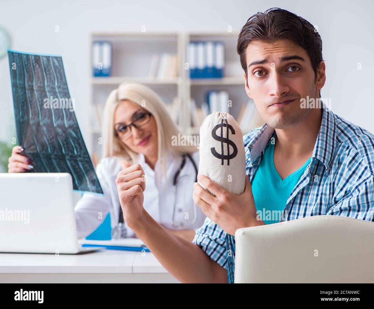 The male patient angry at expensive healthcare bill Stock Photo - Alamy