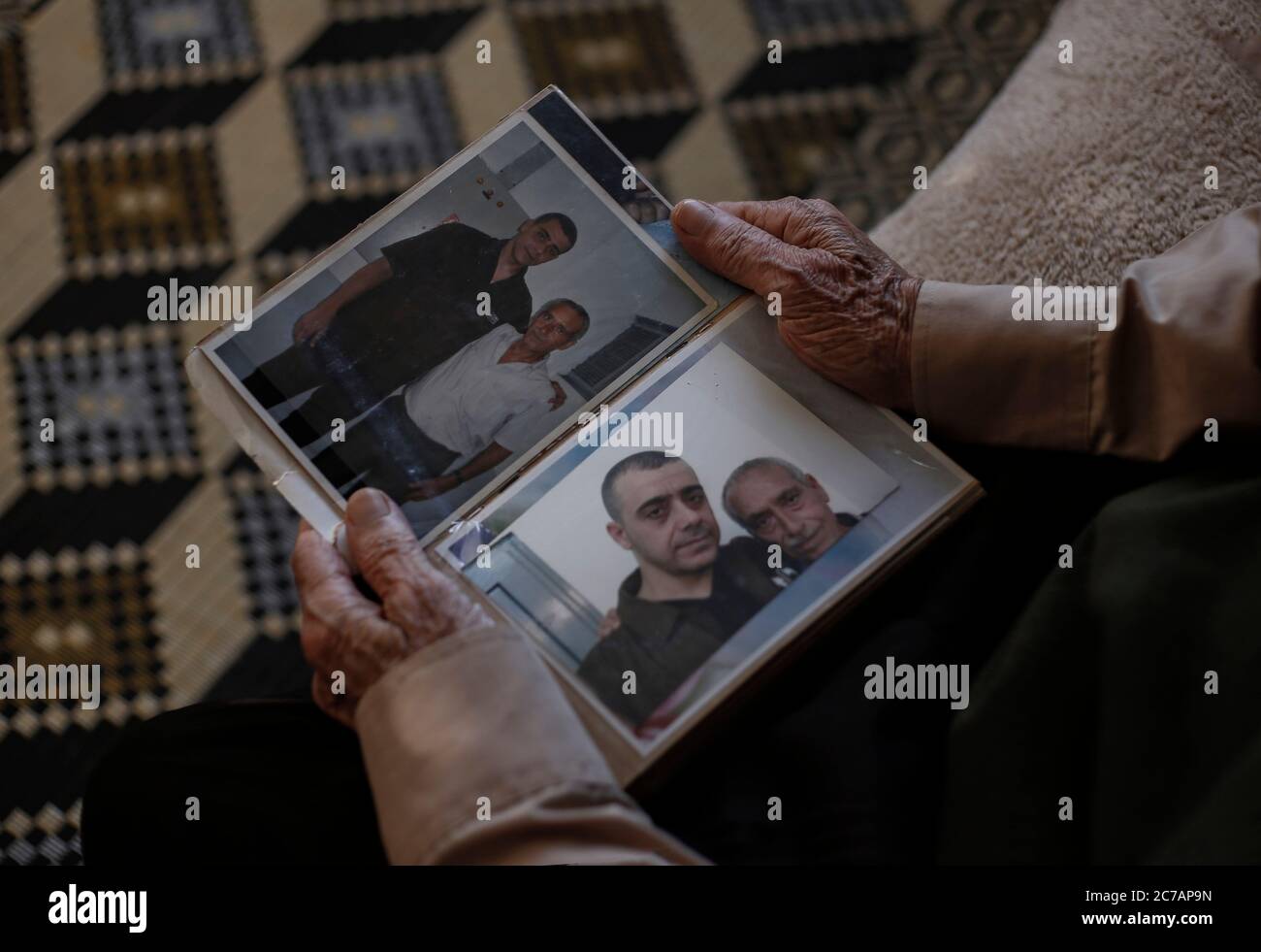 Southern Gaza, Palestine. 10th July, 2020. Samih Qadan, 77, holds a ...