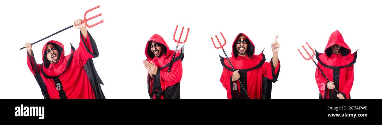 The man devil in red costume Stock Photo - Alamy
