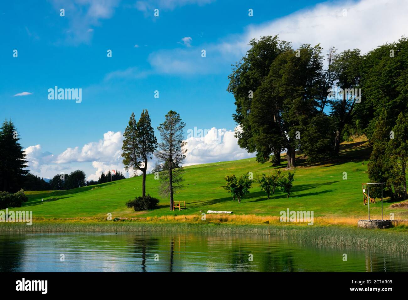 View of Perito Moreno Lake (Lago Moreno) and a park. Bariloche ...