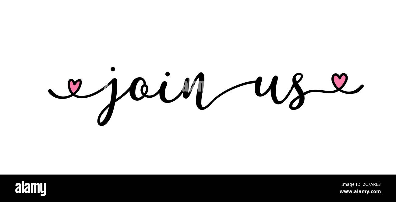 Hand sketched JOIN US quote as ad, web banner. Lettering for banner ...