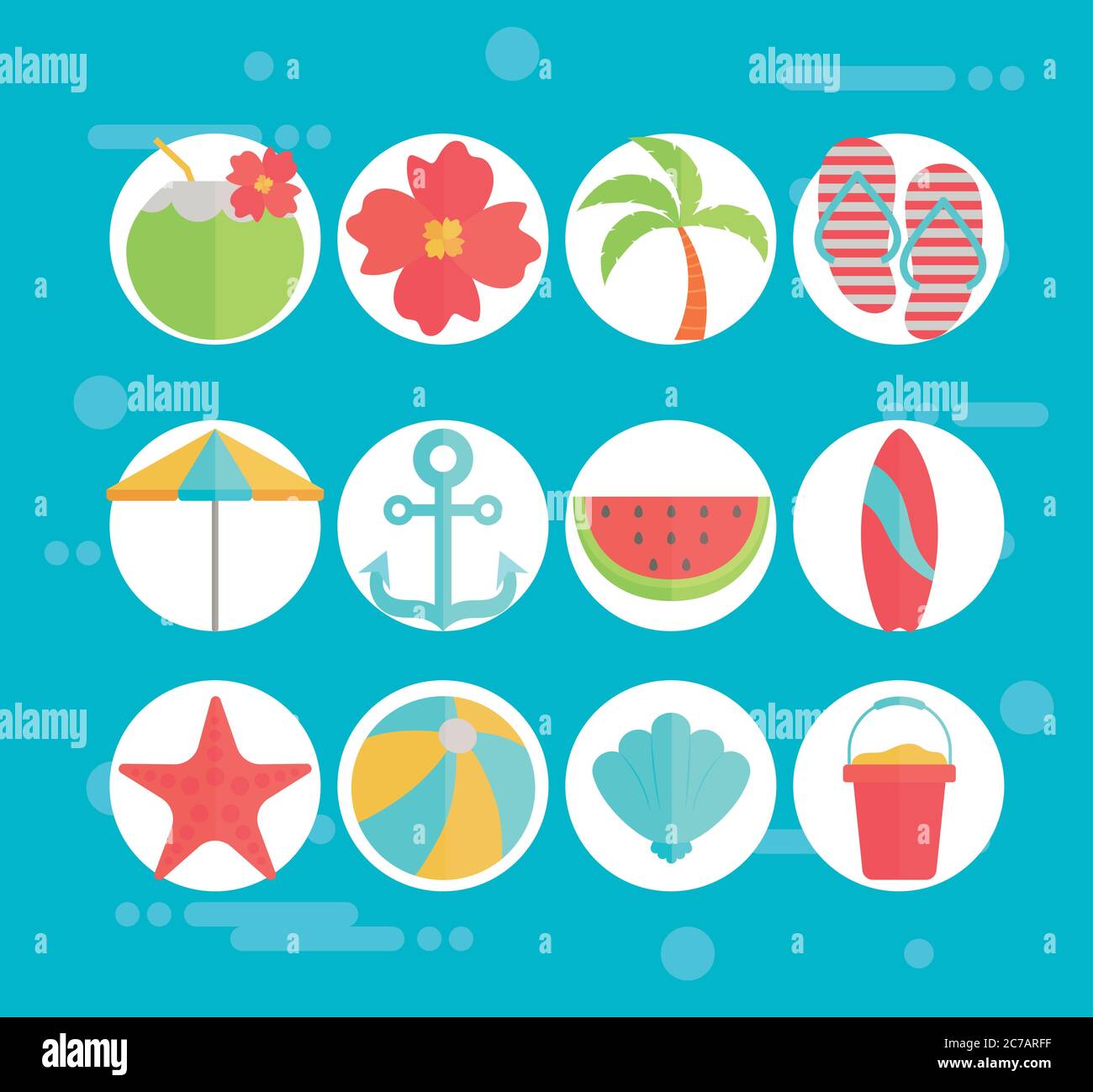 set of icons summer in the beach vector illustration design Stock ...