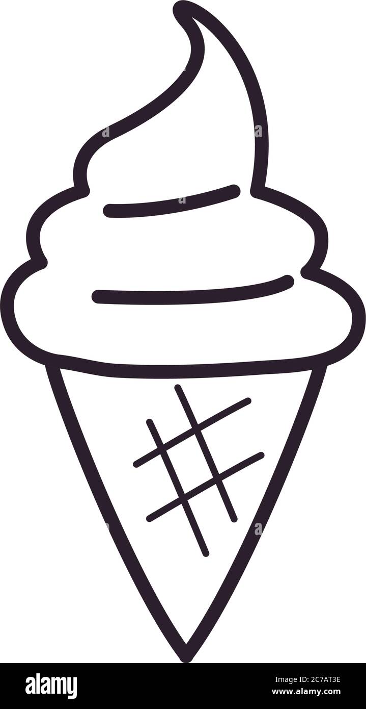 Ice cream cone line style icon design, Sweet and dessert theme Vector ...