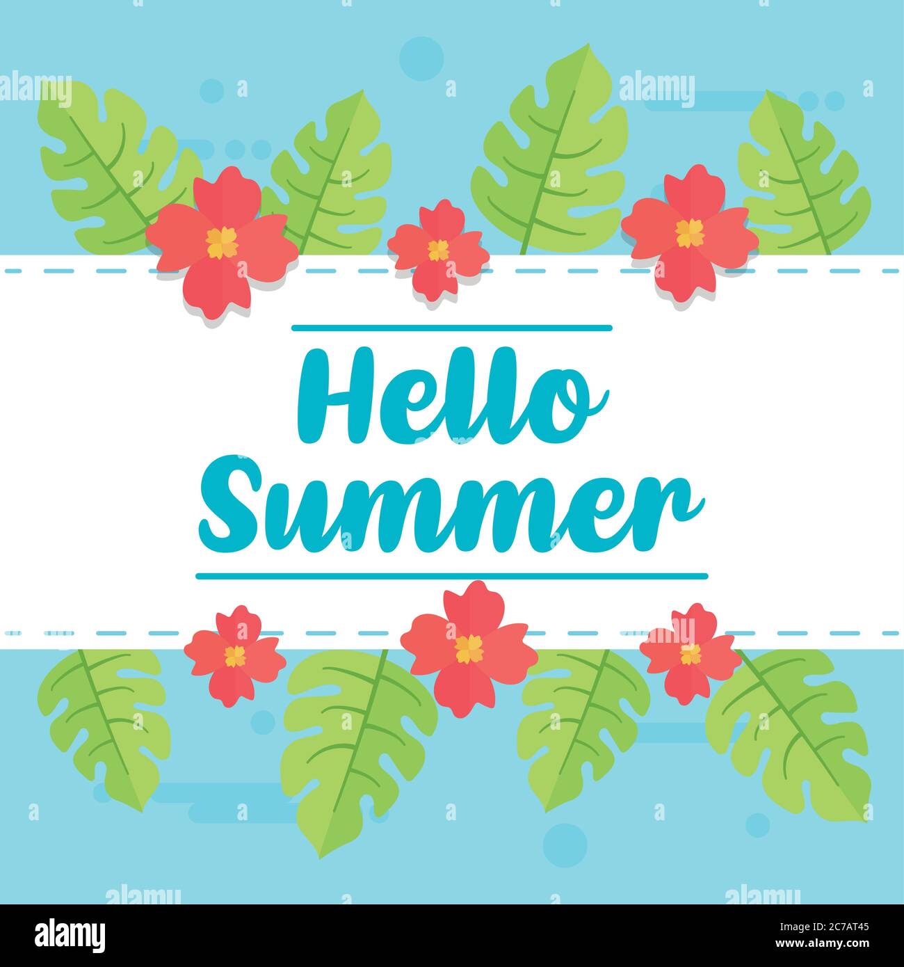 Hello Summer with colorful beach elements vector illustration design ...