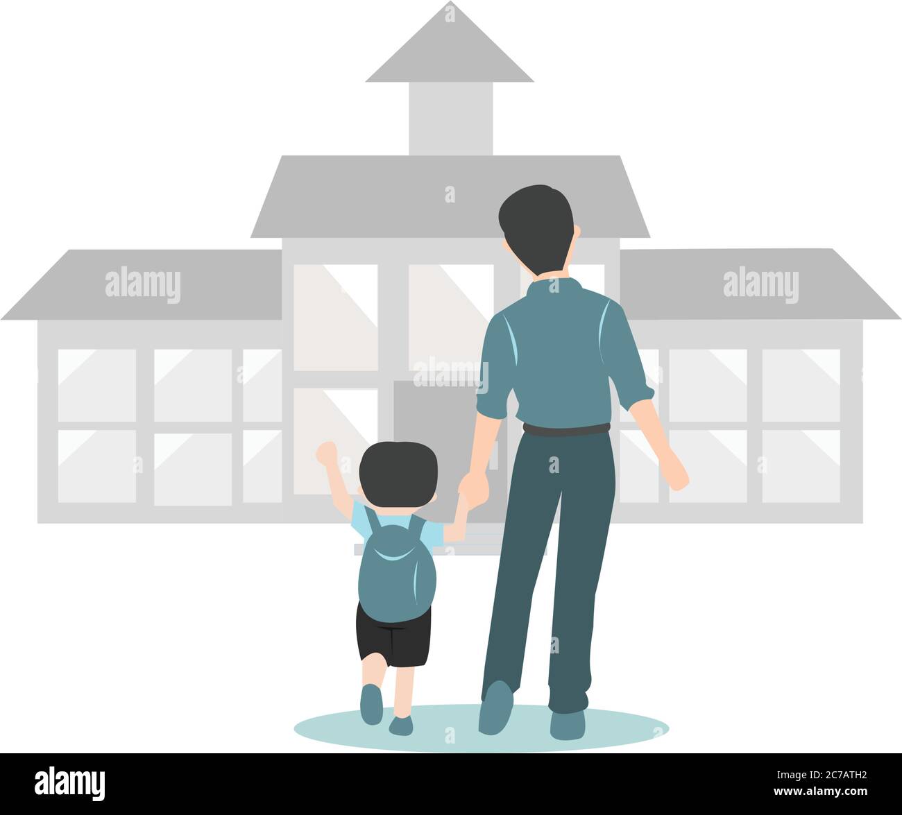 Dad taking his son to the school after a period Stock Vector Image ...