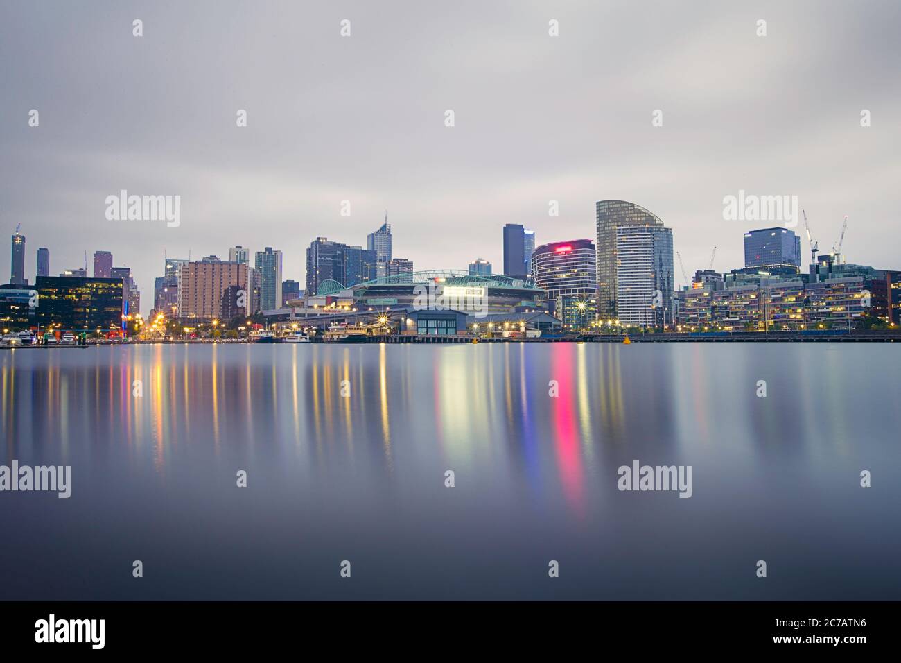 Docklands waterfront at dusk Stock Photo - Alamy