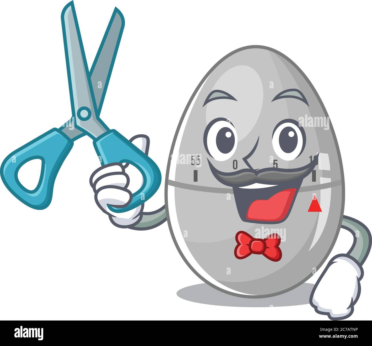 Egg kitchen time cartoon character design as talented barber Stock ...