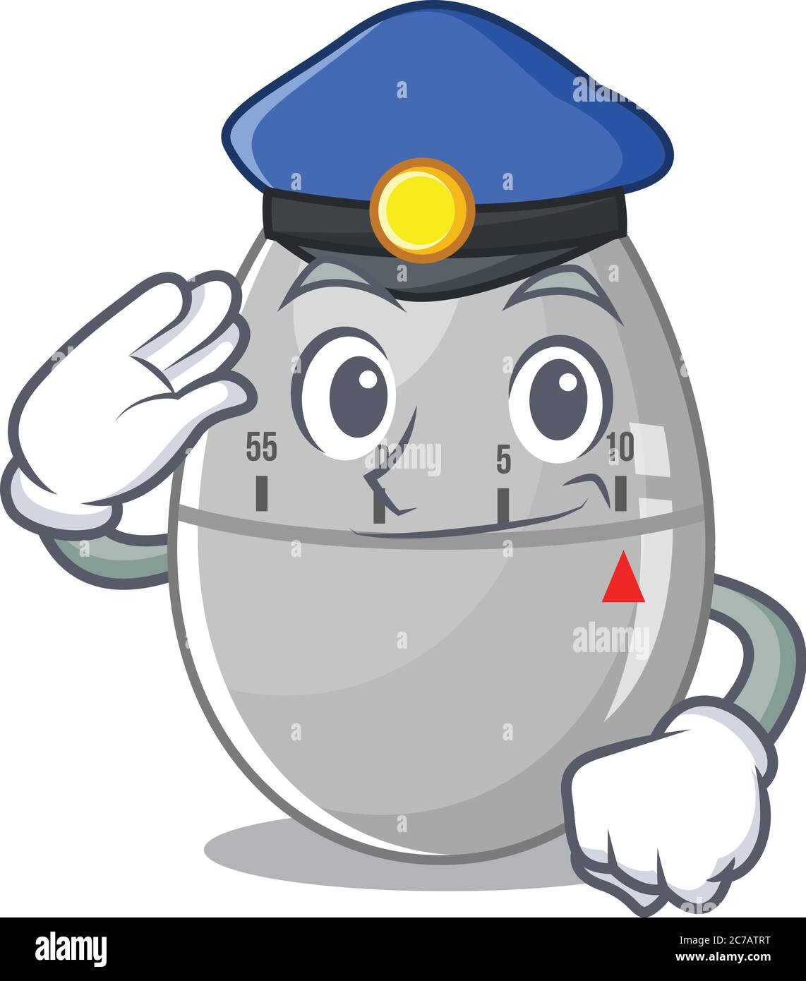 Police officer cartoon drawing of egg kitchen timer wearing a blue hat ...