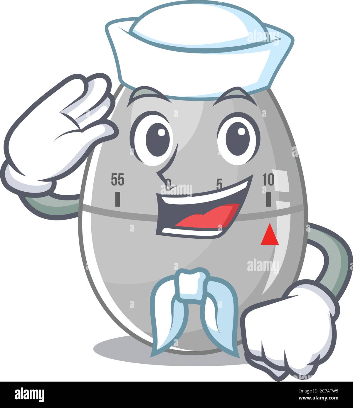 Smiley sailor cartoon character of egg kitchen timer wearing white hat ...