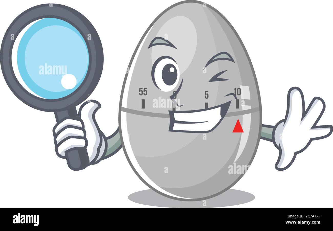 cartoon picture of egg kitchen timer Detective using tools Stock Vector ...