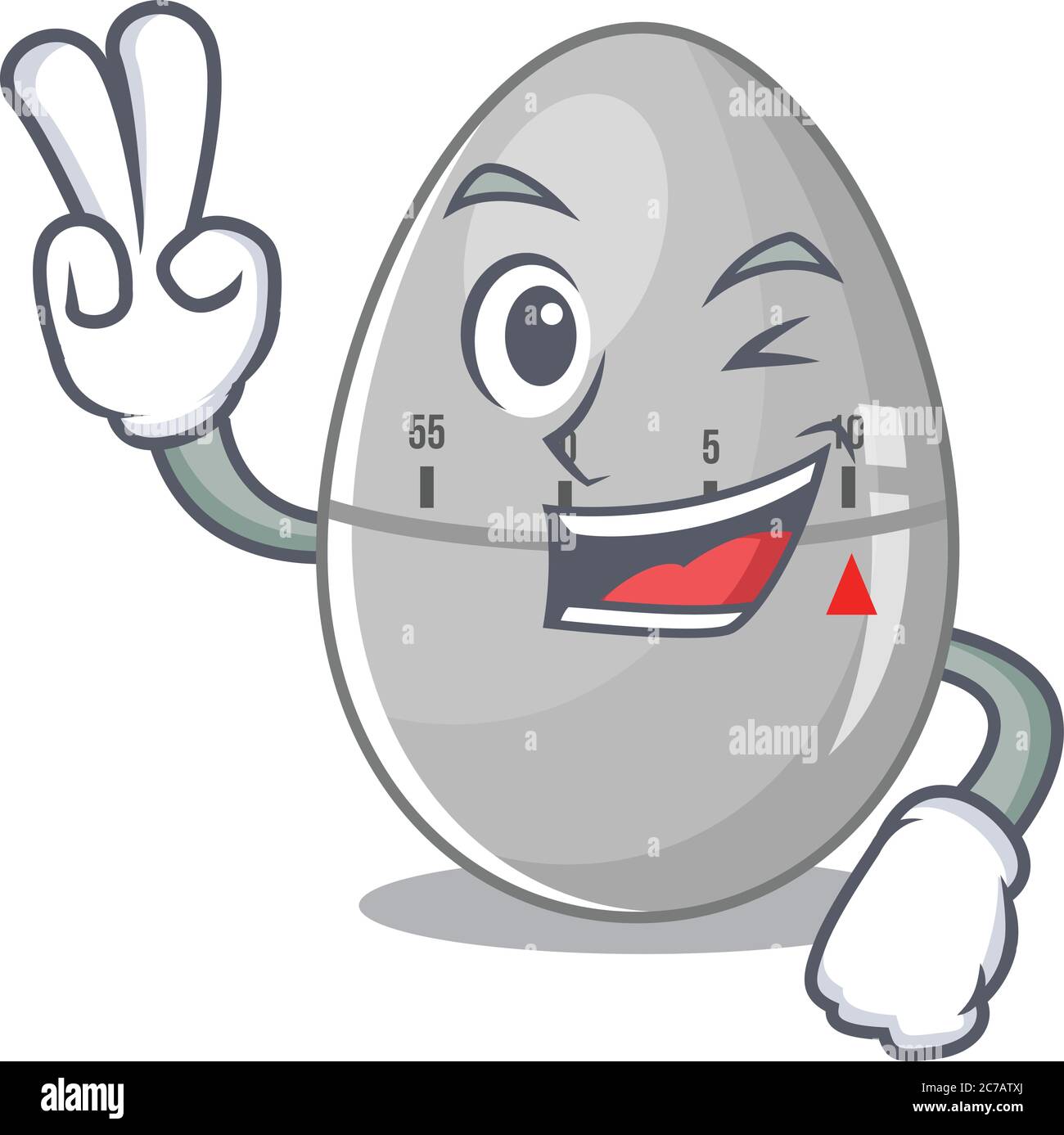 Happy egg kitchen timer cartoon design concept show two fingers Stock ...