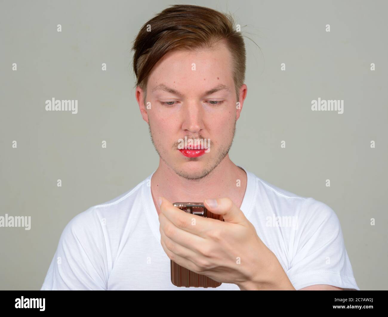 Man stubble lipstick hi-res stock photography and images - Alamy