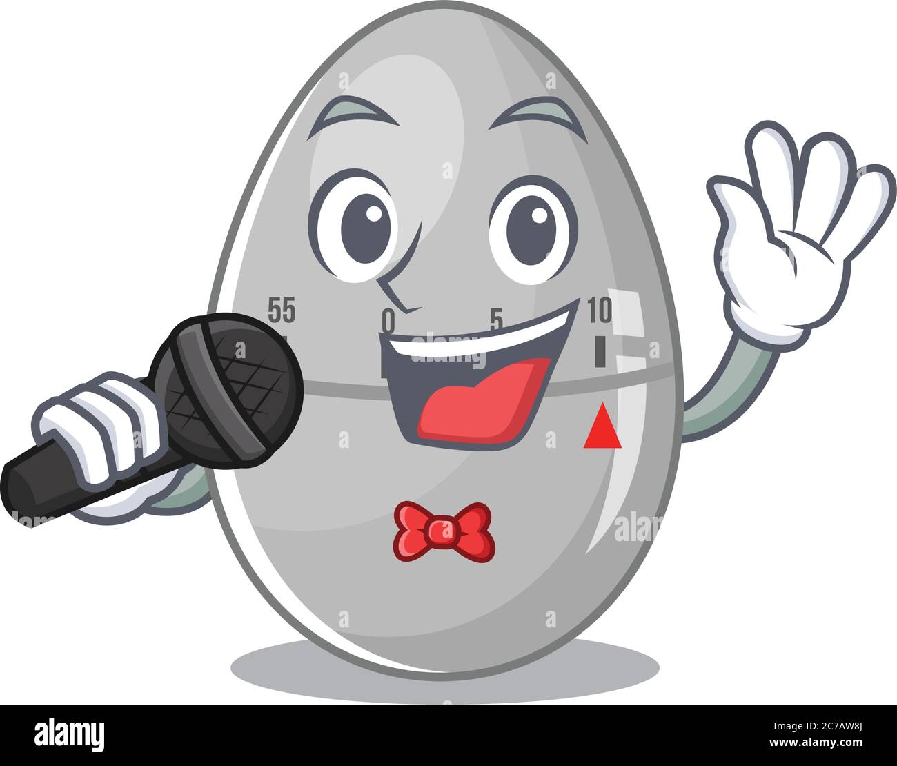 cartoon character of egg kitchen timer sing a song with a microphone ...